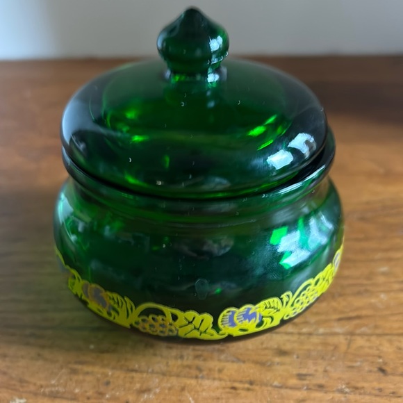 Kitchen | Vintage Made In Belgium Green Glass Jam Pot Lid Decorative ...